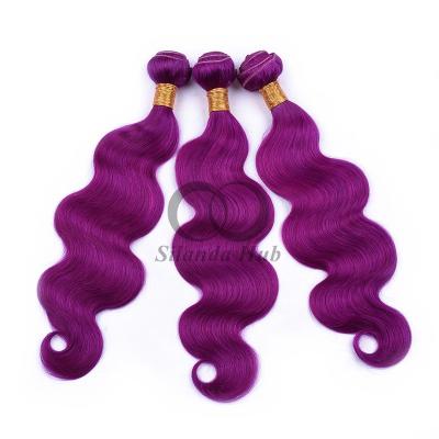 China Purple Body Wave Remy Human Hair Bundles 10-28 Inch Brazilian Weave 3 Bundles for sale