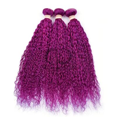 China Purple Kinky Curly Remy Human Hair Bundles 10-28 Inch Brazilian Sew In Weave for sale