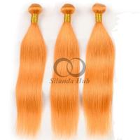 China Orange Straight Remy Human Hair Bundles 10-28 Inch Brazilian Weave 3 Bundles for sale