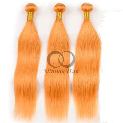 China Orange Straight Remy Human Hair Bundles 10-28 Inch Brazilian Weave 3 Bundles for sale