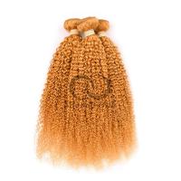 China Orange Kinky Curly Remy Human Hair Bundles 10-28 Inch Brazilian Sew In Weave 3 Bundles Per Set for sale