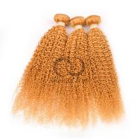 China Orange Kinky Curly Remy Human Hair Bundles 10-28 Inch Brazilian Sew In Weave 3 Bundles Per Set for sale