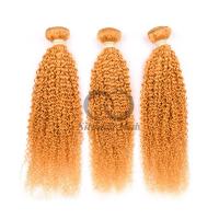 China Orange Kinky Curly Remy Human Hair Bundles 10-28 Inch Brazilian Sew In Weave 3 Bundles Per Set for sale