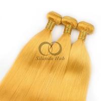 China Yellow Straight Remy Human Hair Bundles Sew In Weave Brazilian 10-28 Inch 3 Bundles for sale