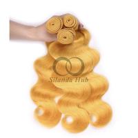 China Yellow Body Wave Remy Human Hair Bundles 10-28 Inch Double Wefted Sew In Weave for sale