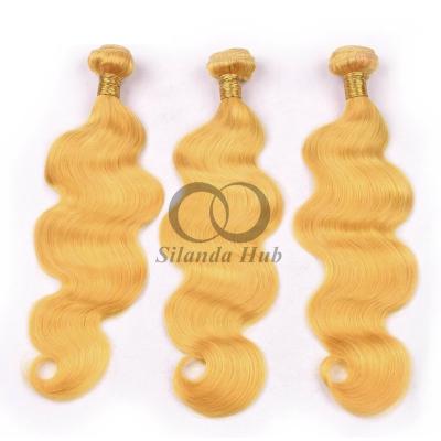 China Yellow Body Wave Remy Human Hair Bundles 10-28 Inch Double Wefted Sew In Weave for sale