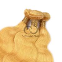 China Yellow Body Wave Remy Human Hair Bundles 10-28 Inch Double Wefted Sew In Weave for sale