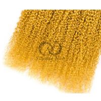 China Yellow Kinky Curly Remy Human Hair Bundles 10-28 Inch Brazilian Sew In Weave 3 Bundles for sale