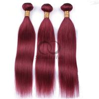 China Burgundy Straight Remy Human Hair Bundles 10-28 Inch Brazilian Sew In Weave 3 Bundles for sale