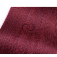 China Burgundy Straight Remy Human Hair Bundles 10-28 Inch Brazilian Sew In Weave 3 Bundles for sale