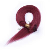 China Burgundy Straight Remy Human Hair Bundles 10-28 Inch Brazilian Sew In Weave 3 Bundles for sale