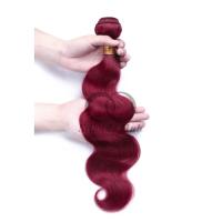 China Burgundy Body Wave Remy Human Hair Bundles 10-28 Inch Brazilian Sew In Weave 3 Bundles for sale