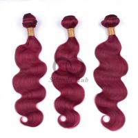 China Burgundy Body Wave Remy Human Hair Bundles 10-28 Inch Brazilian Sew In Weave 3 Bundles for sale