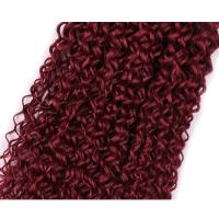 China Burgundy Kinky Curly Remy Human Hair Bundles 10-28 Inch Brazilian Weave for sale