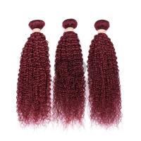 China Burgundy Kinky Curly Remy Human Hair Bundles 10-28 Inch Brazilian Weave for sale