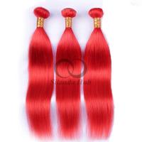 China Red Straight Remy Human Hair Bundles Sew In Weave 10-28 Inch 3 Bundles Per Set for sale