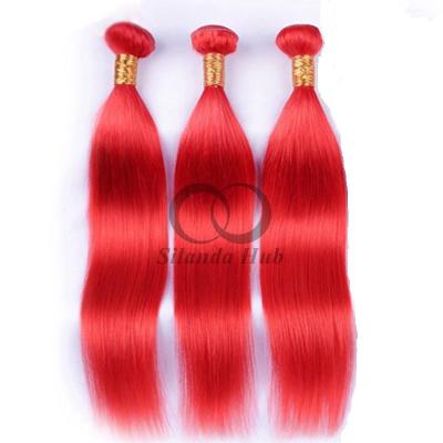 China Red Straight Remy Human Hair Bundles Sew In Weave 10-28 Inch 3 Bundles Per Set for sale