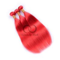 China Red Straight Remy Human Hair Bundles Sew In Weave 10-28 Inch 3 Bundles Per Set for sale