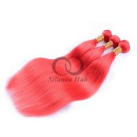 China Red Straight Remy Human Hair Bundles Sew In Weave 10-28 Inch 3 Bundles Per Set for sale
