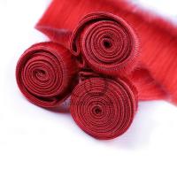 China Red Straight Remy Human Hair Bundles Sew In Weave 10-28 Inch 3 Bundles Per Set for sale
