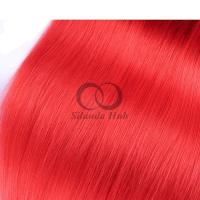China Red Straight Remy Human Hair Bundles Sew In Weave 10-28 Inch 3 Bundles Per Set for sale