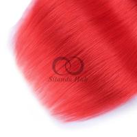 China Red Straight Remy Human Hair Bundles Sew In Weave 10-28 Inch 3 Bundles Per Set for sale