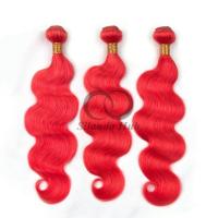 China Red Body Wave Remy Human Hair Bundles 10-28 Inch Sew In Weave Brazilian Bundle Deals for sale