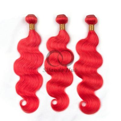 China Red Body Wave Remy Human Hair Bundles 10-28 Inch Sew In Weave Brazilian Bundle Deals for sale