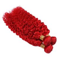 China Red Deep Wave Remy Human Hair Bundles 10-28 Inch Brazilian Sew In Weave 3 Bundles Per Set for sale