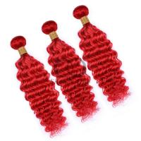 China Red Deep Wave Remy Human Hair Bundles 10-28 Inch Brazilian Sew In Weave 3 Bundles Per Set for sale