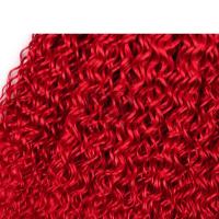 China Red Kinky Curly Remy Human Hair Bundles 10-28 Inch Brazilian Weave 3 Bundles for sale
