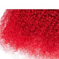China Red Kinky Curly Remy Human Hair Bundles 10-28 Inch Brazilian Weave 3 Bundles for sale
