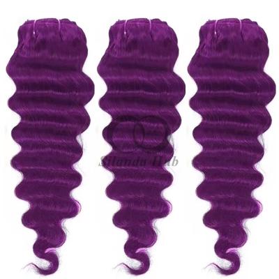China Purple Loose Deep Wave Remy Human Hair Bundles 10-28 Inch Brazilian Sew In Weave for sale