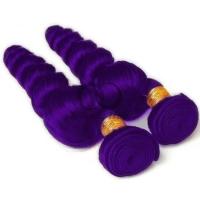 China Purple Loose Wave Remy Human Hair Bundles 10-28 Inch Brazilian Sew In Weave 3 Bundles for sale