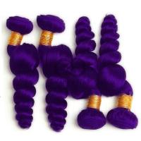 China Purple Loose Wave Remy Human Hair Bundles 10-28 Inch Brazilian Sew In Weave 3 Bundles for sale