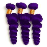 China Purple Loose Wave Remy Human Hair Bundles 10-28 Inch Brazilian Sew In Weave 3 Bundles for sale