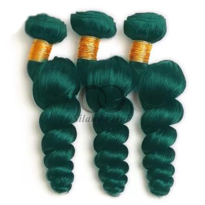 China Green Loose Wave Remy Human Hair Bundles 10-28 Inch Sew In Weave Brazilian Bundle Deals for sale