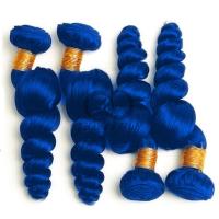 China Blue Loose Wave Remy Human Hair Bundles Sew In Weave Brazilian 10-28 Inch 3 Bundles for sale