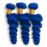 China Blue Loose Wave Remy Human Hair Bundles Sew In Weave Brazilian 10-28 Inch 3 Bundles for sale