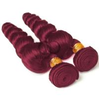 China Burgundy Loose Wave Remy Human Hair Bundles 10-28 Inch Sew In Weave Brazilian Bundle Deals for sale