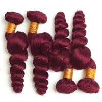 China Burgundy Loose Wave Remy Human Hair Bundles 10-28 Inch Sew In Weave Brazilian Bundle Deals for sale
