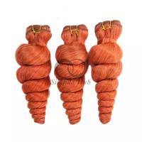 China Orange Red Loose Wave Remy Human Hair Bundles 10-28 Inch Brazilian Sew In Weave 3 Bundles Per Set for sale