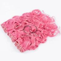 China Pink Water Wave Remy Human Hair Bundles 10-28 Inch Double Wefted Sew In Weave for sale