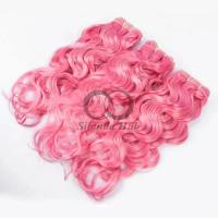 China Pink Water Wave Remy Human Hair Bundles 10-28 Inch Double Wefted Sew In Weave for sale