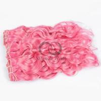 China Pink Water Wave Remy Human Hair Bundles 10-28 Inch Double Wefted Sew In Weave for sale