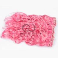 China Pink Water Wave Remy Human Hair Bundles 10-28 Inch Double Wefted Sew In Weave for sale