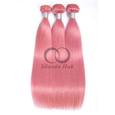 China Pink Straight Remy Human Hair Bundles 10-28 Inch Sew In Weave Brazilian Bundle Deals 3 Bundles for sale