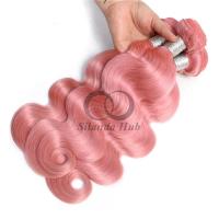 China Pink Body Wave Remy Human Hair Bundles 10-28 Inch Brazilian Sew In Weave 3 Bundles for sale