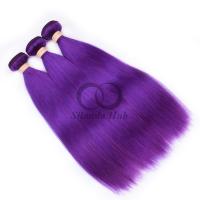 China Purple Straight Remy Human Hair Bundles 10-28 Inch Sew In Weave Brazilian Bundle Deals 3 Bundles Per Set for sale