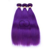 China Purple Straight Remy Human Hair Bundles 10-28 Inch Sew In Weave Brazilian Bundle Deals 3 Bundles Per Set for sale